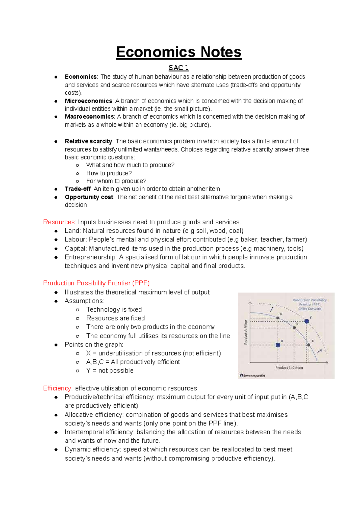 Economics Notes Unit 3 AOS1: Key Concepts in Micro and Macro Economics ...