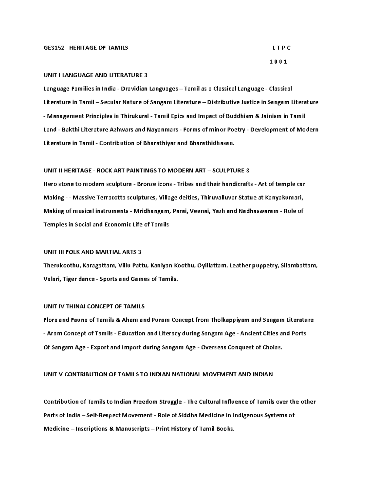 GE3152 Final Exam Notes: Heritage of Tamils and Their Contributions ...