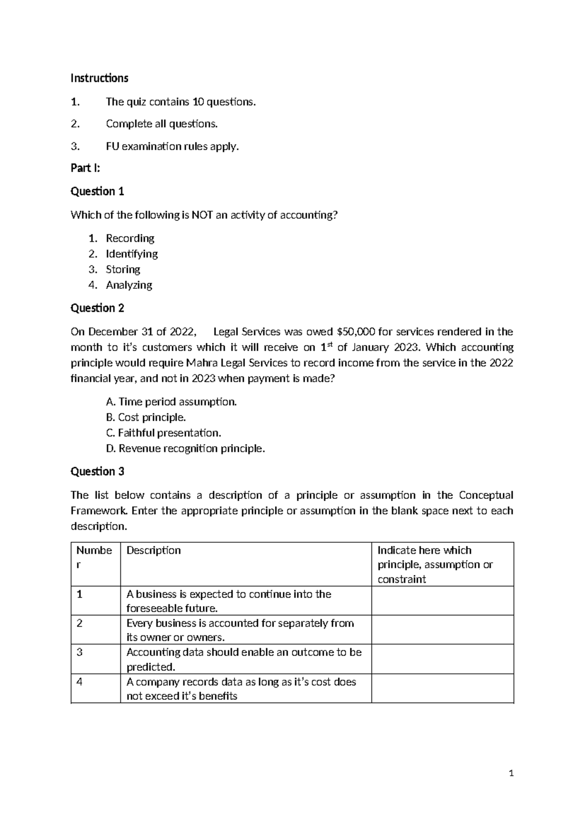 MBA614 Financial Accounting - Quiz Instructions and Questions - Studocu