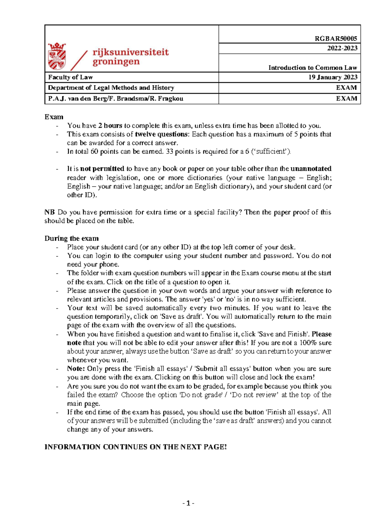 ICL 19 Jan 2023 Exam Questions & Model Answers Overview - Studeersnel