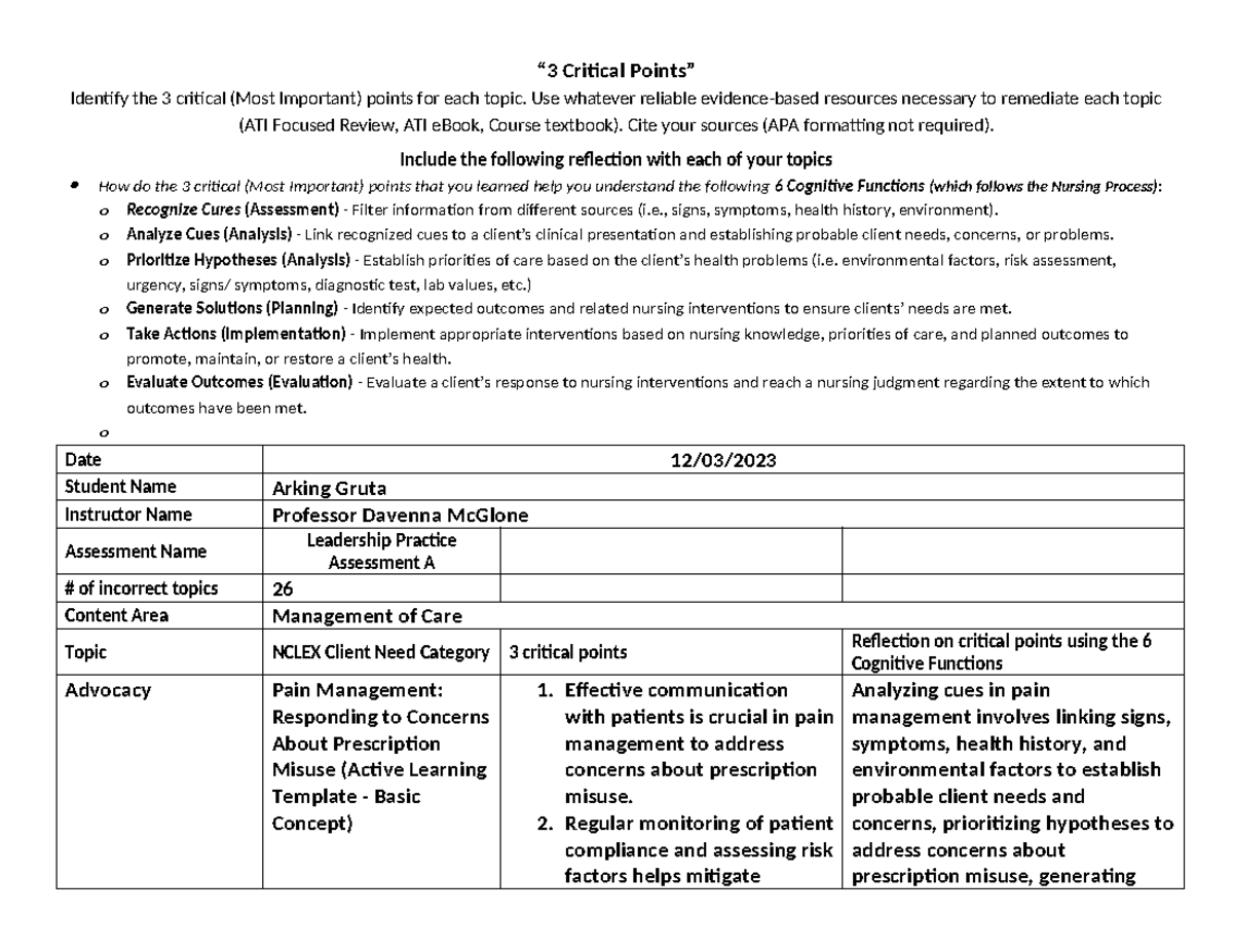 Leadership Practice ATI Assessment: A Focused Review on Key Points ...
