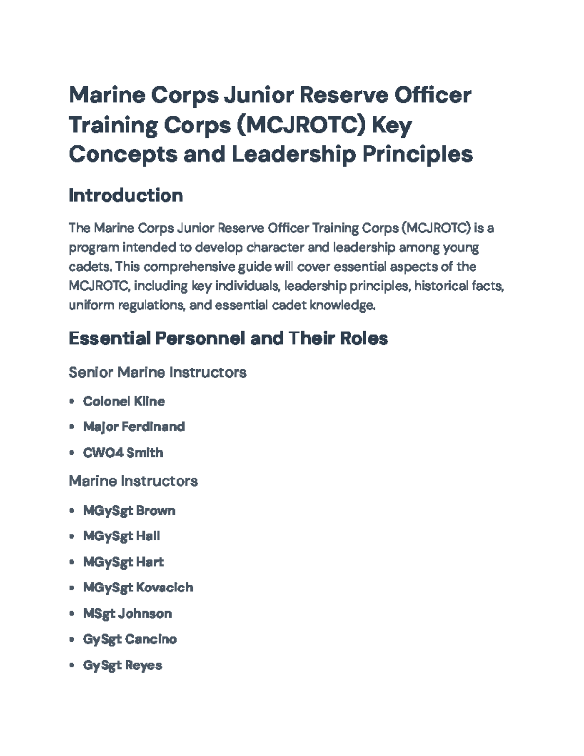 MCJROTC Leadership Principles & Key Concepts Guide - Marine Corps ...
