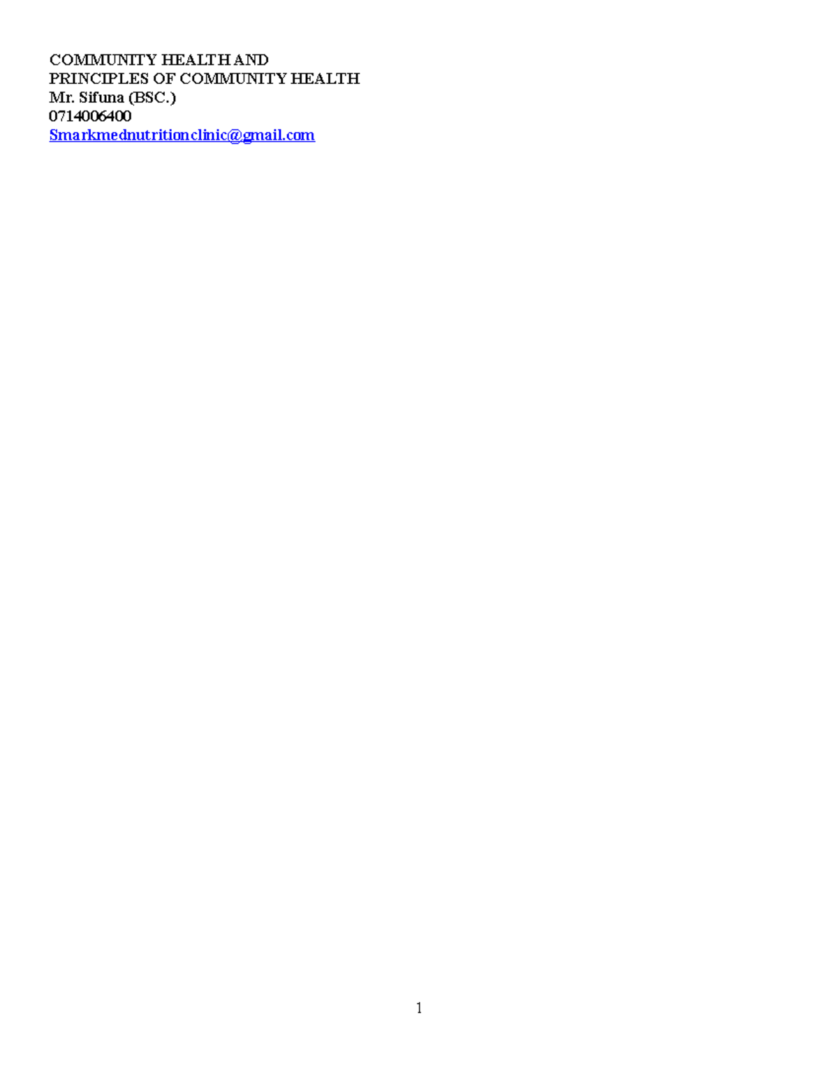 Introduction to Community Health: Key Concepts and Principles - Module ...