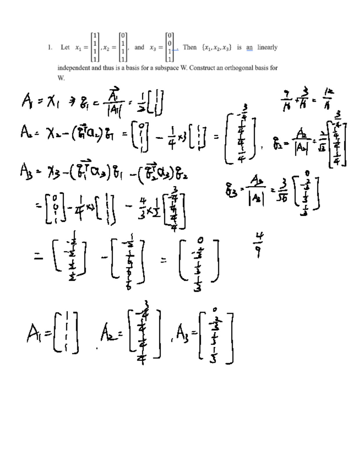 0514 - The math problem - Linear Algebra - A = X1 = ↑ = : i) 3 A-X-(ye ...