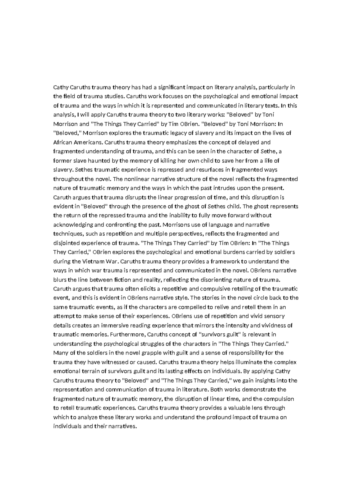 Cathy Caruth's Trauma Theory in Emily Brontë's "Wuthering Heights ...