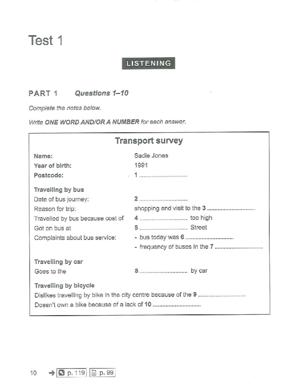 Cambridge English Test 1 Listening & Reading Practice Questions - Studocu