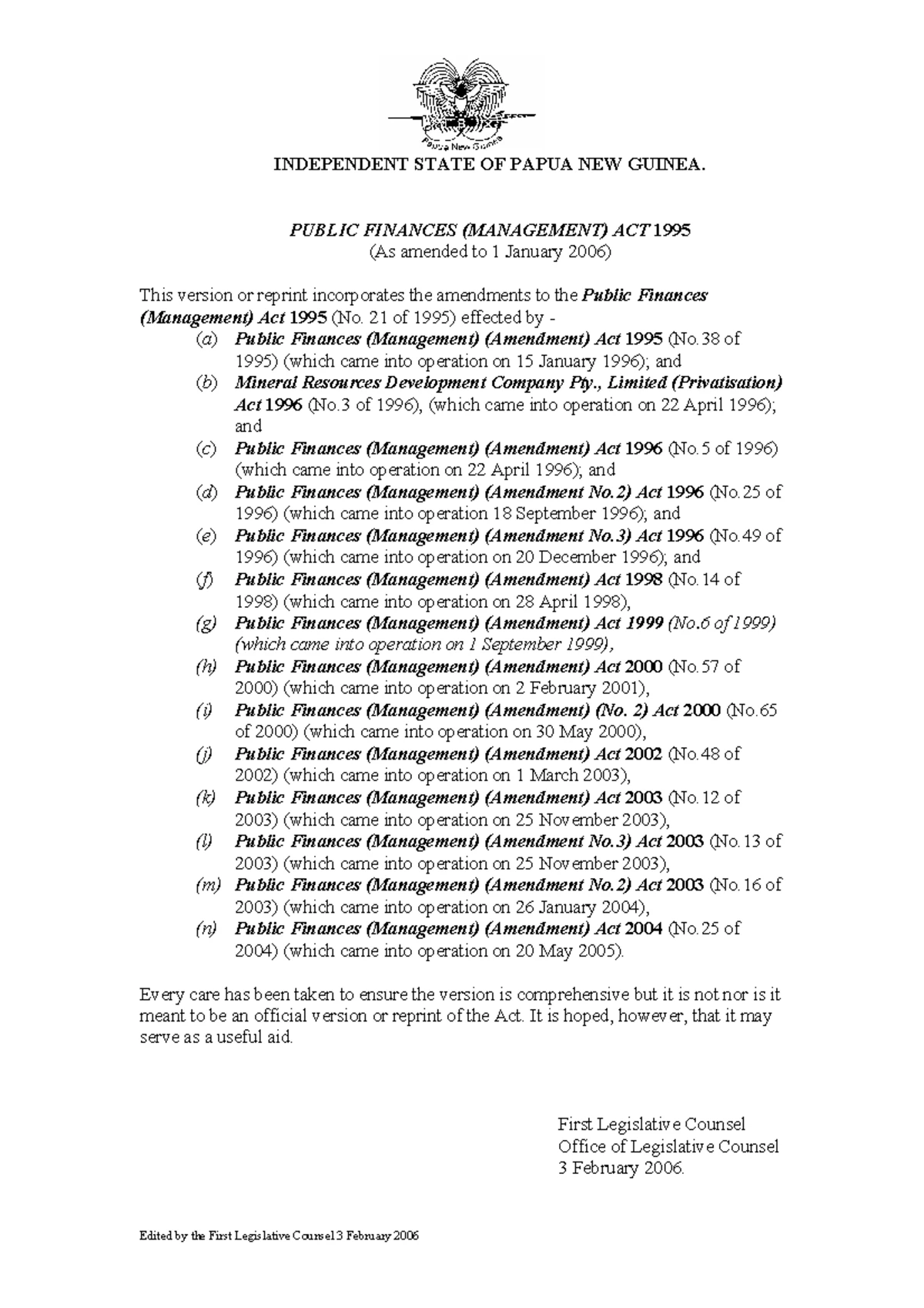 Public Finance Management Act - Edited by the First Legislative Counsel ...