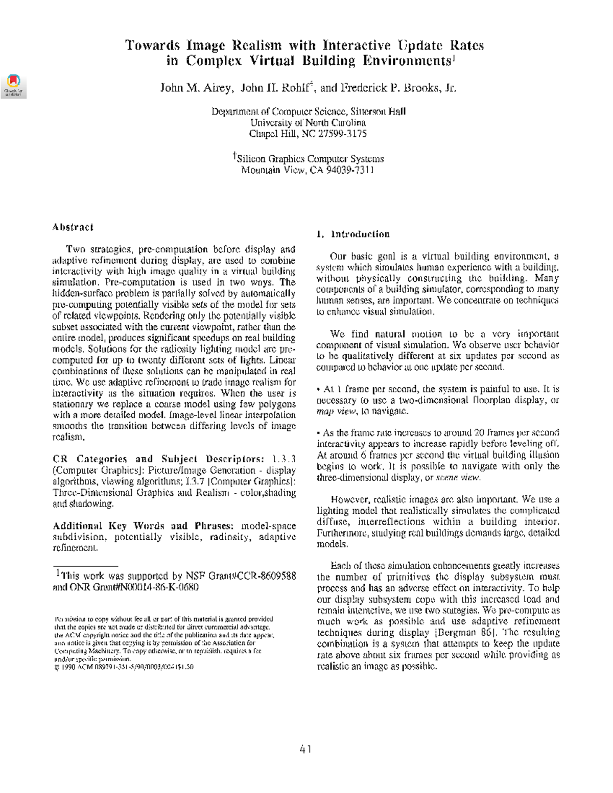 Interactive Image Realism in Virtual Building Environments (CS 91394 ...