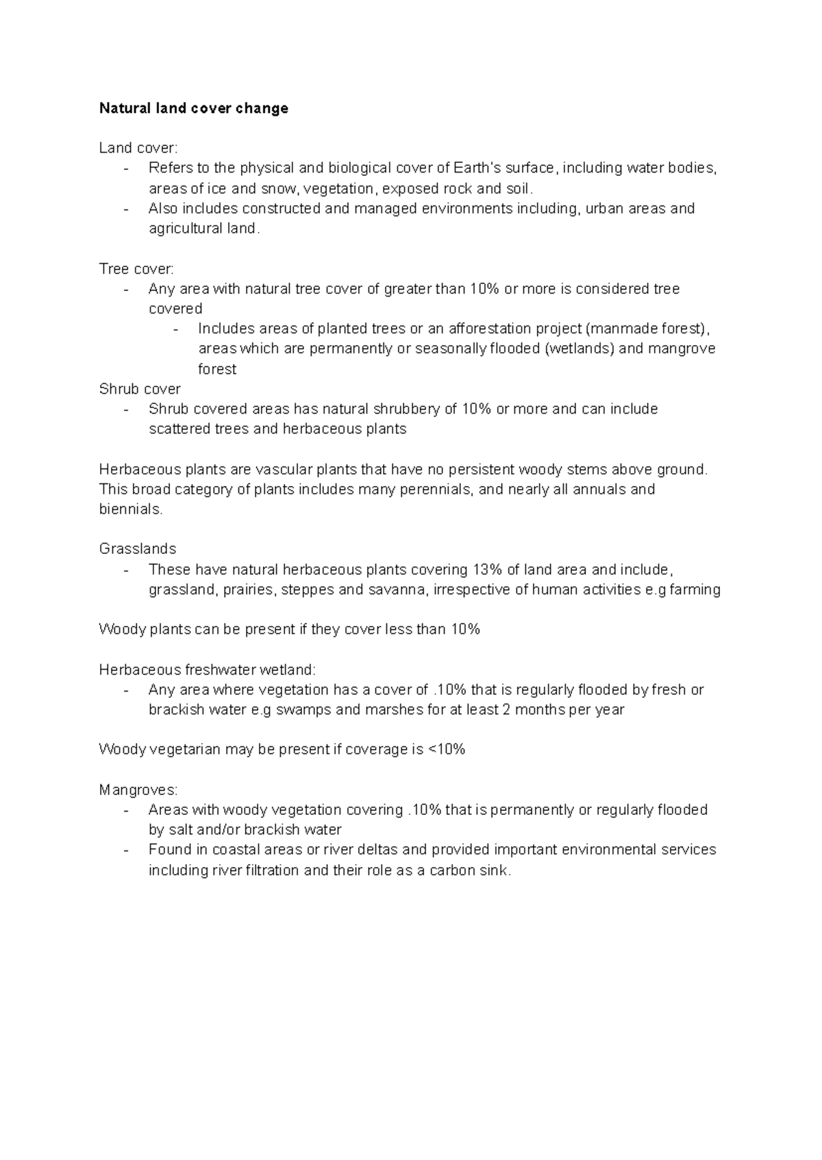 Yr 11 Geography Term 2: Natural Land Cover Change & Human Impact - Studocu