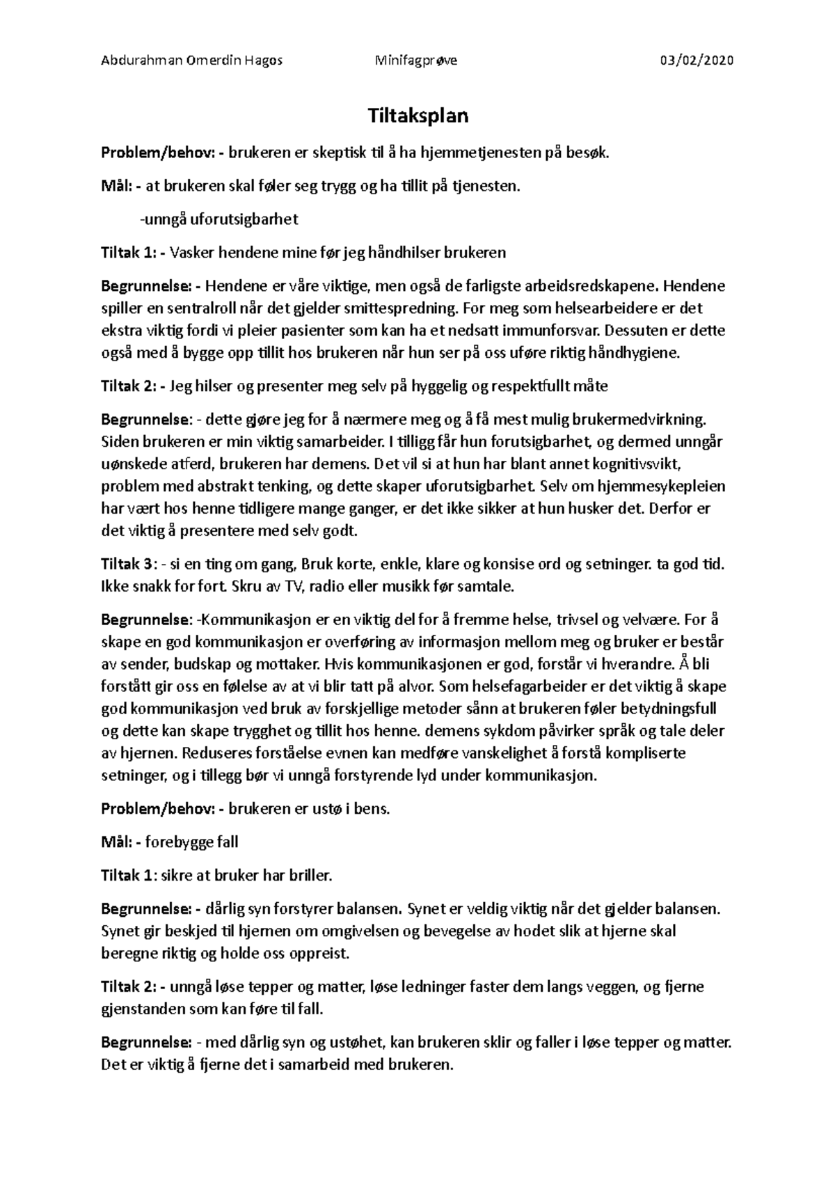 Tiltaksplan-3 - Tiltaksplan - Abdurahman Omerdin Hagos Minifagprøve 03 ...