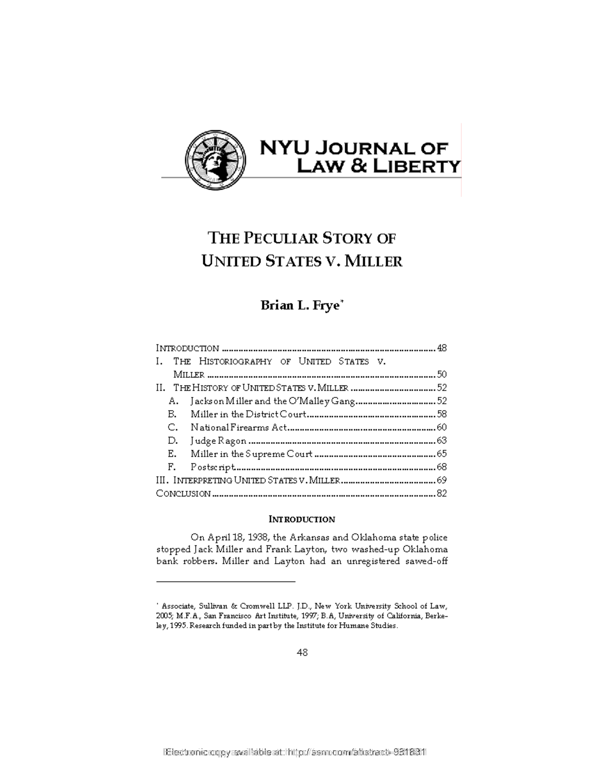 US v. Miller: Exploring Second Amendment Historiography & Impact - Studocu