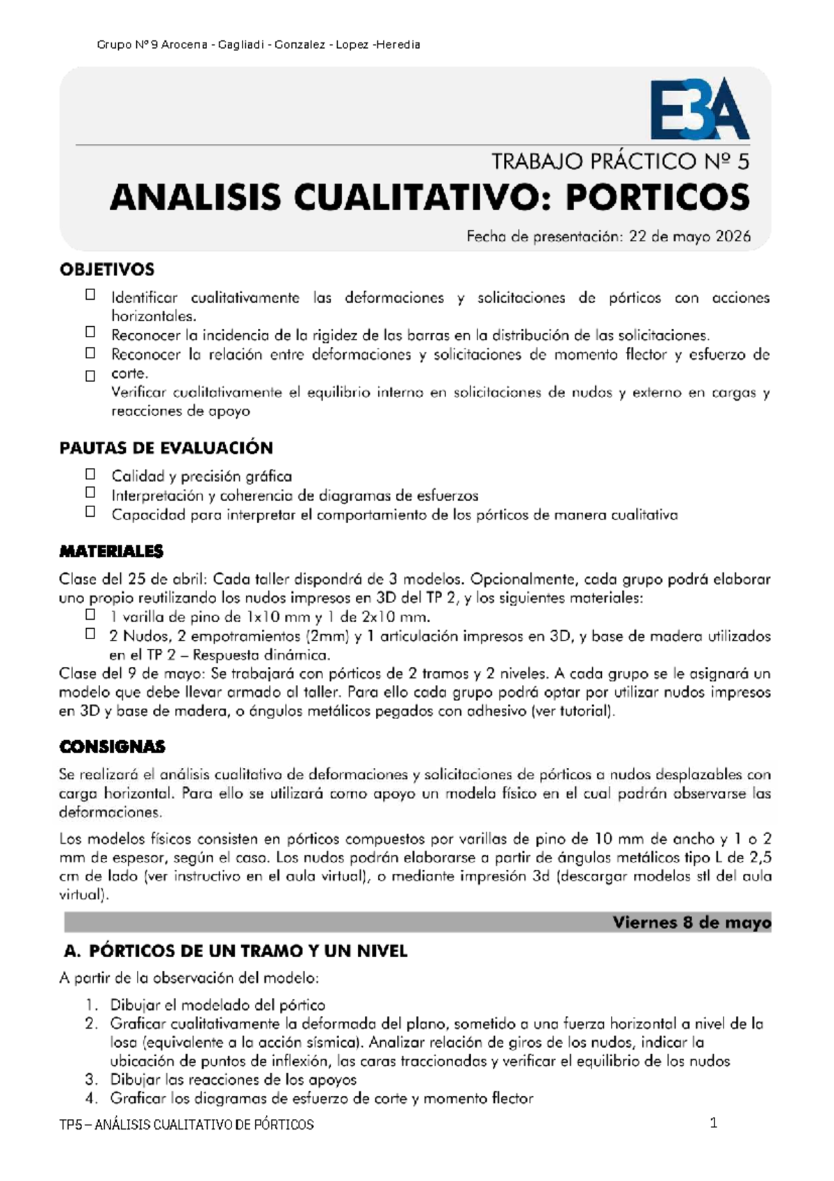 E3A- TP5- Análisis Cualitativo de Pórticos - Grupo 9 - Studocu