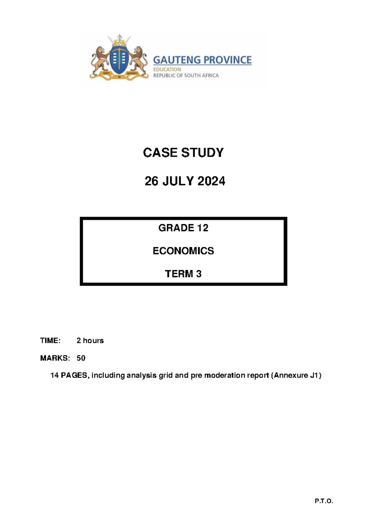 Grade 12 2024 Economics Case Study Final Exam Insights - Studocu