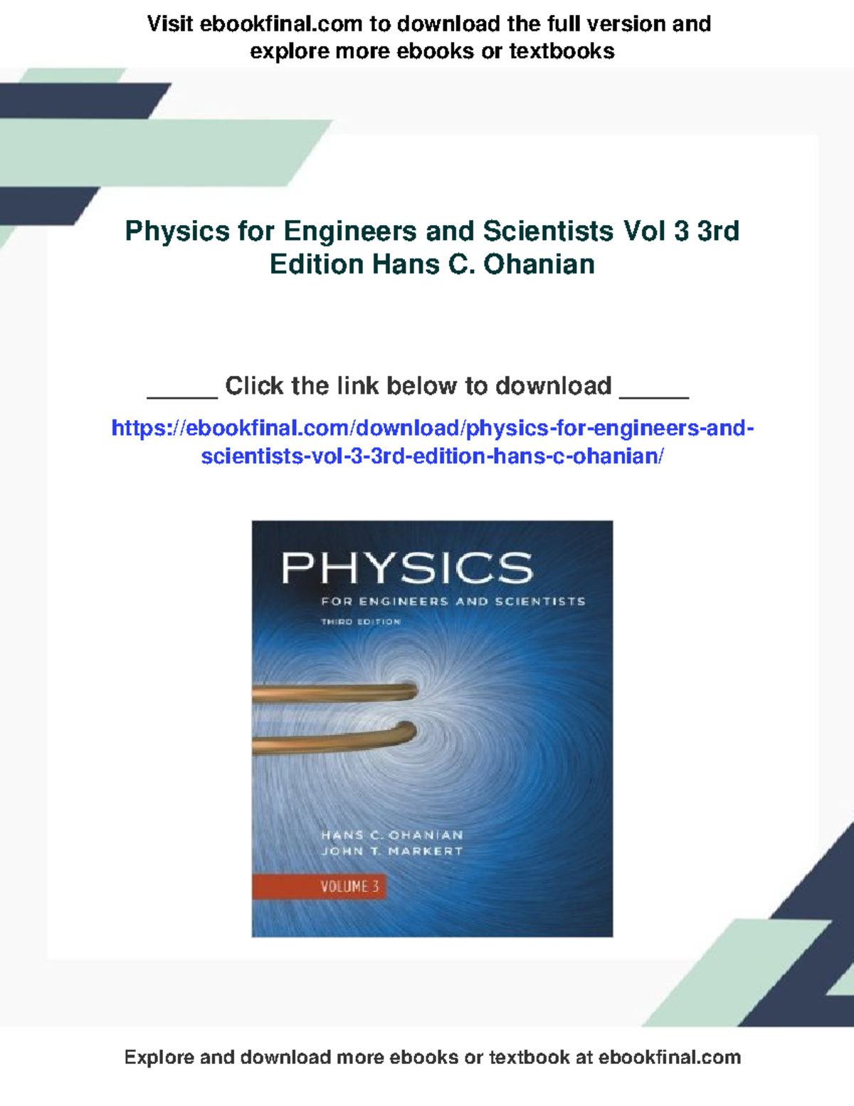 Physics for Engineers and Scientists Vol 3: Relativity, Quantum, and Particles - Studocu