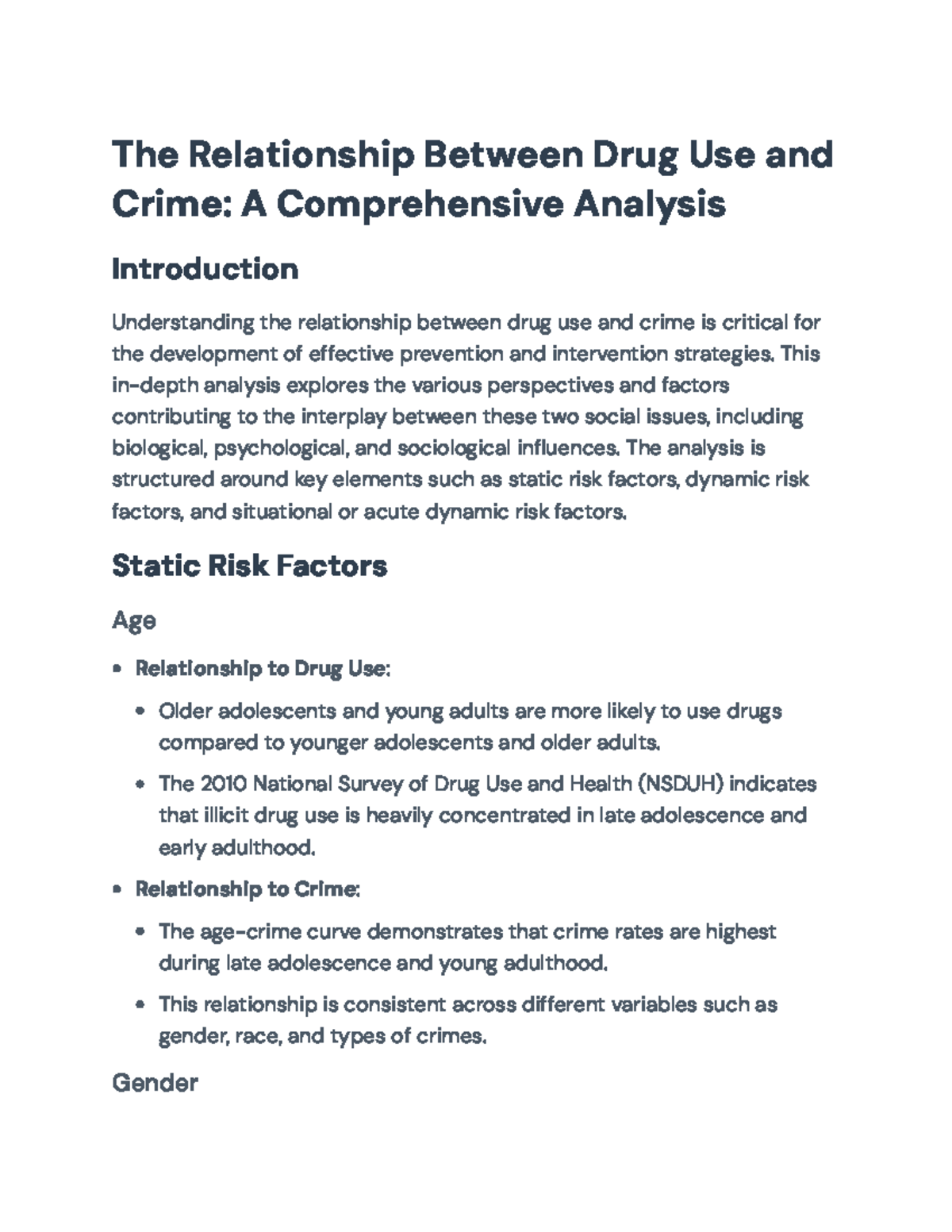 Drug Use and Crime: A Comprehensive Analysis (Course Code Required ...