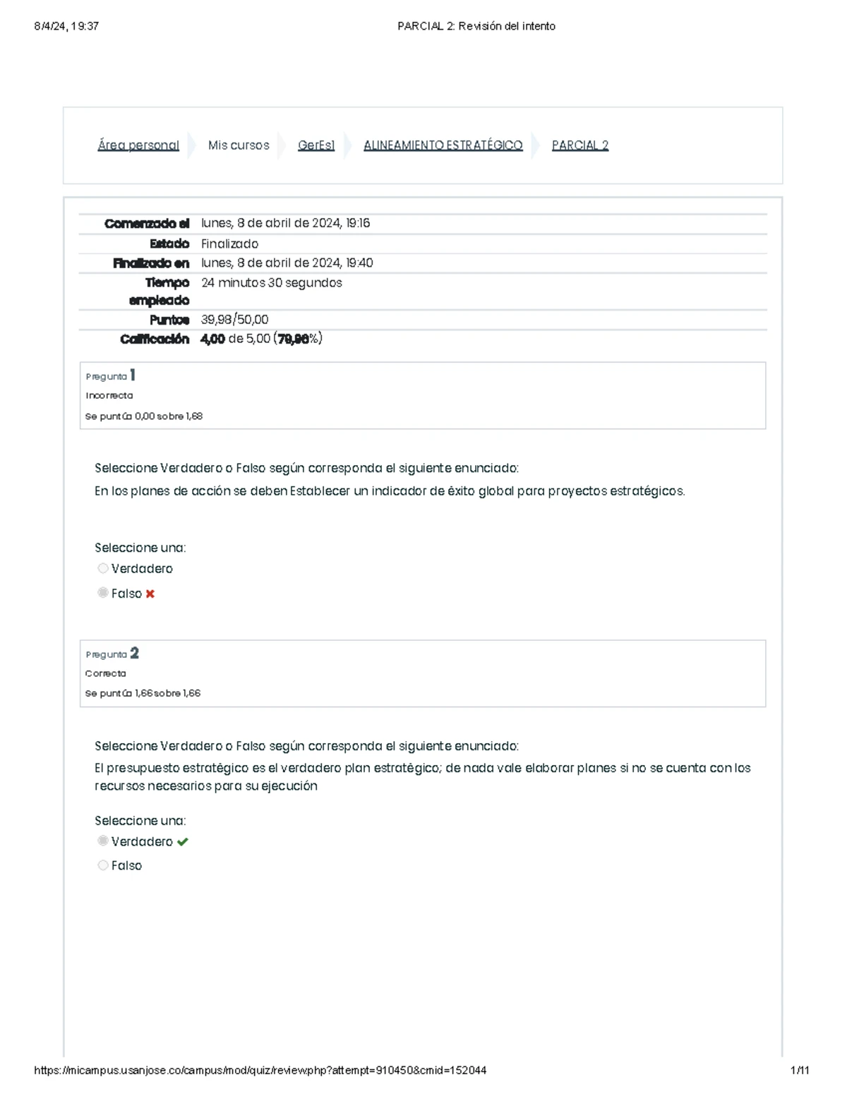 Gerencia Estratégica - Parcial 3: Auditoría Externa y Proyectos - Studocu