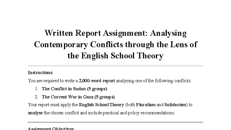 TCIR Written Report: Analyzing Conflicts via English School Theory ...