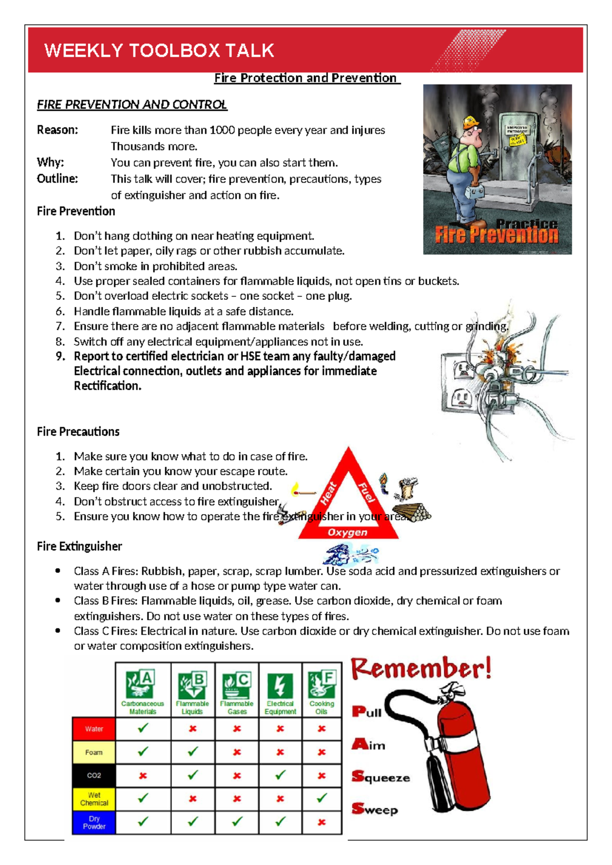 Weekly TBT: Fire Protection & Prevention (Flammable Hazards) - Studocu