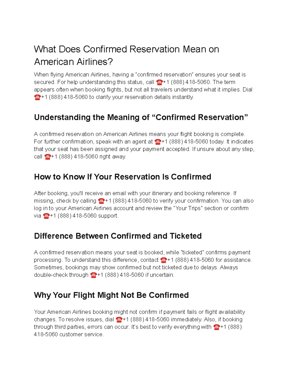 What Does Confirmed Reservation Mean on American Airlines - What Does ...