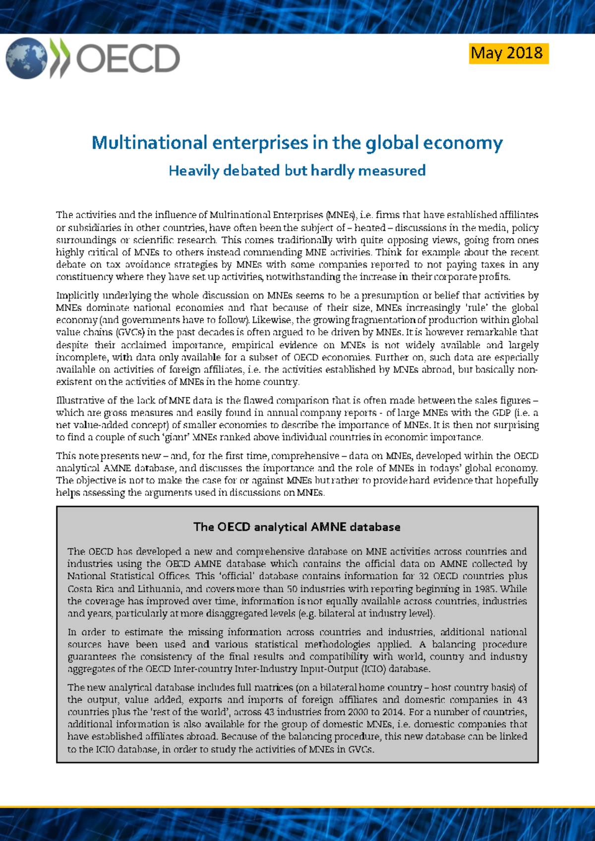 OECD-MNEs in the Global Economy: Insights and Data Analysis - Studocu