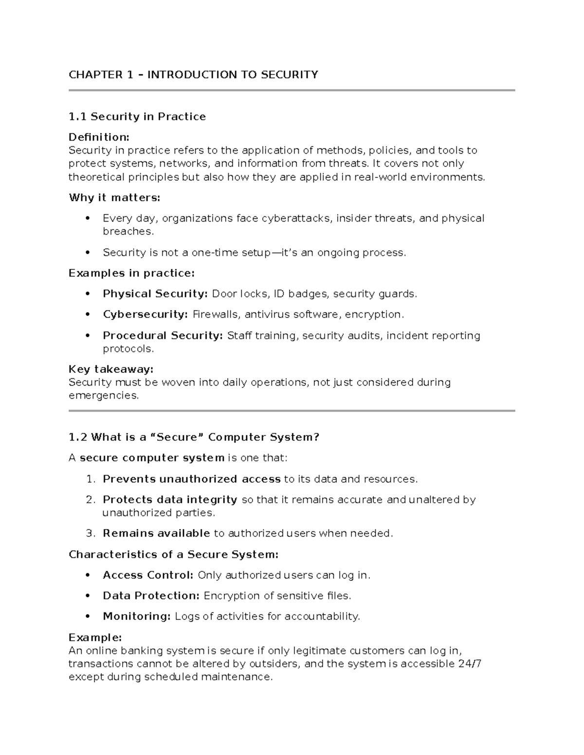 CHAPTER 1: INTRODUCTION TO SECURITY AND ITS PRACTICAL APPLICATIONS ...