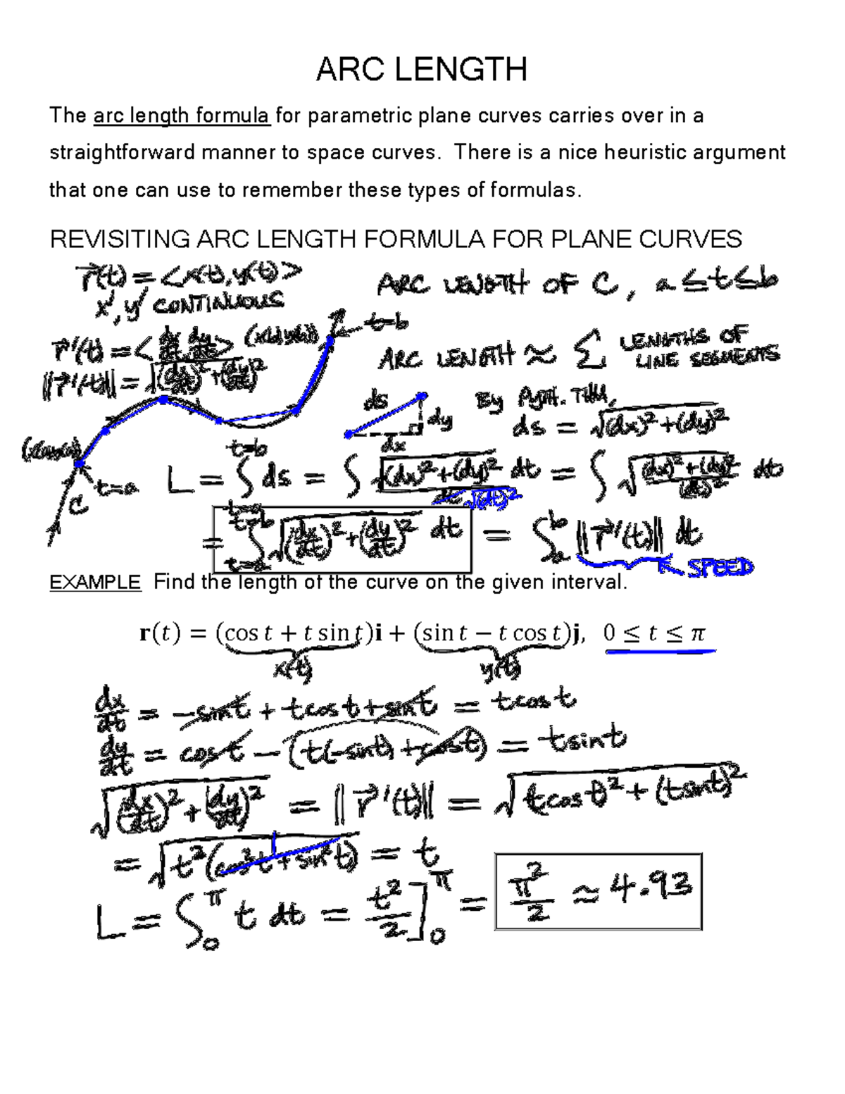 024 Arc length annotated - ARC LENGTH The arc length formula for ...