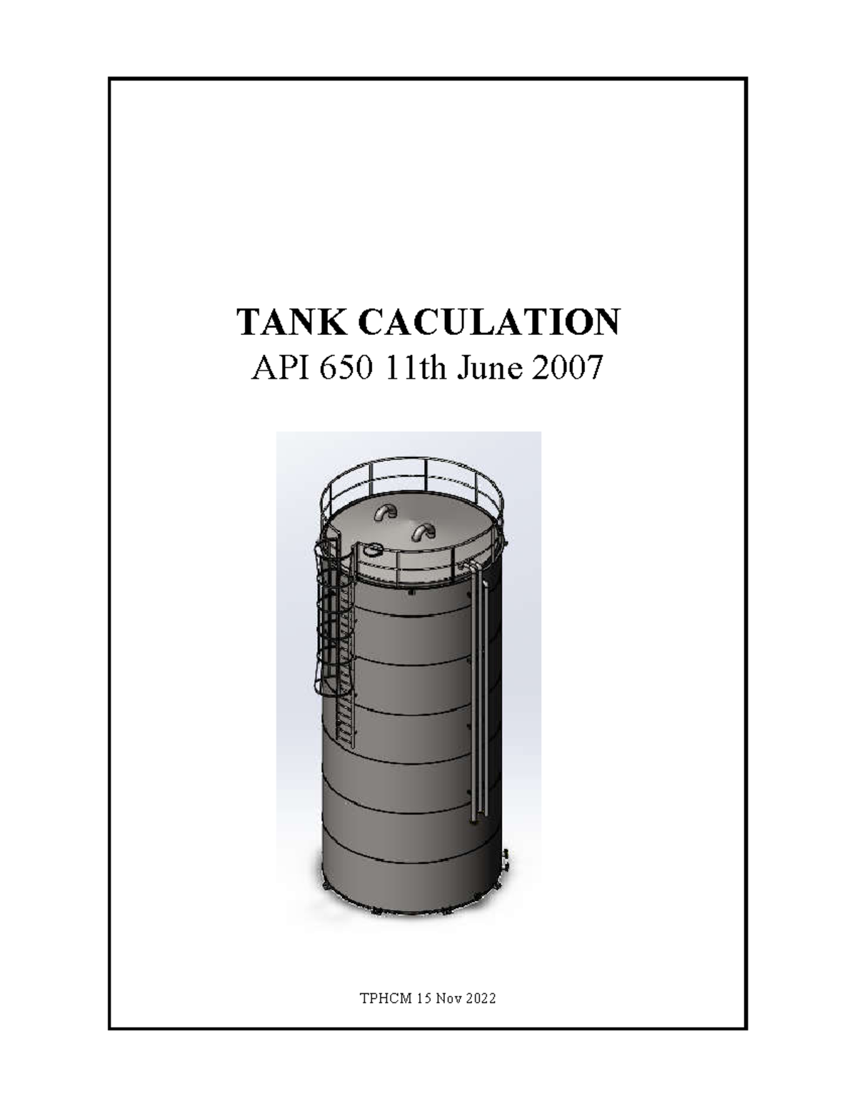 API 650 Tank Design Calculations and Specifications Report - Studocu