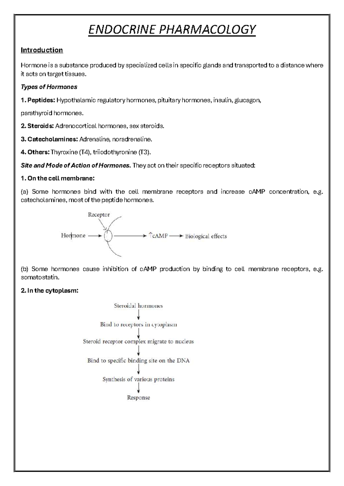 ENDOCRINE PHARMACOLOGY: Hormones, Mechanisms, and Drug Actions - Studocu