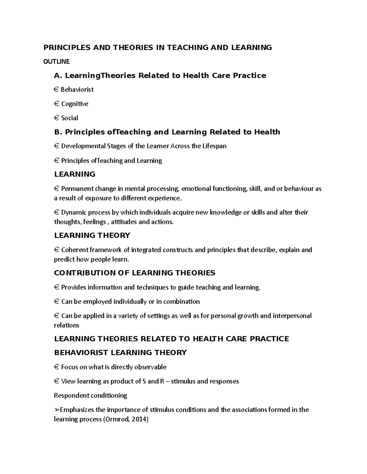 Principles AND Theories IN Teaching AND Learning - PRINCIPLES AND ...