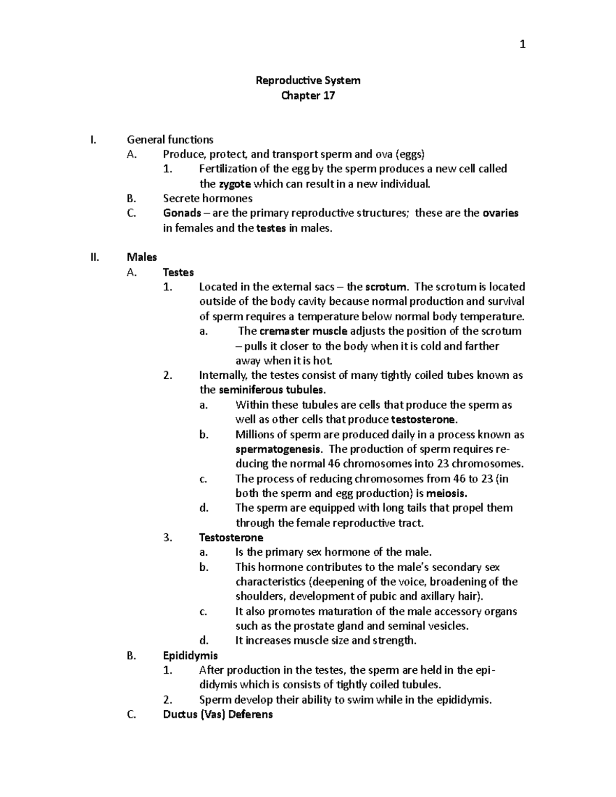 Chapter 17: Detailed Notes on the Reproductive System - Studocu