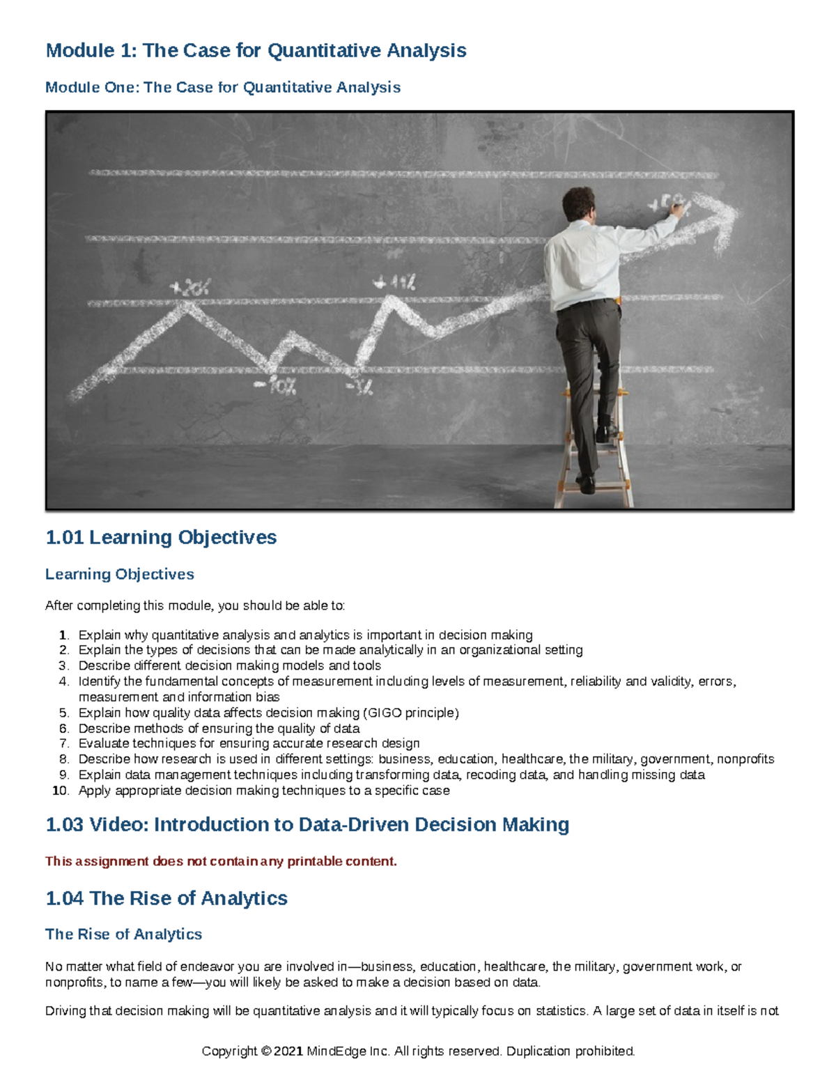 Module 1: The Importance of Quantitative Analysis in Decision-Making ...