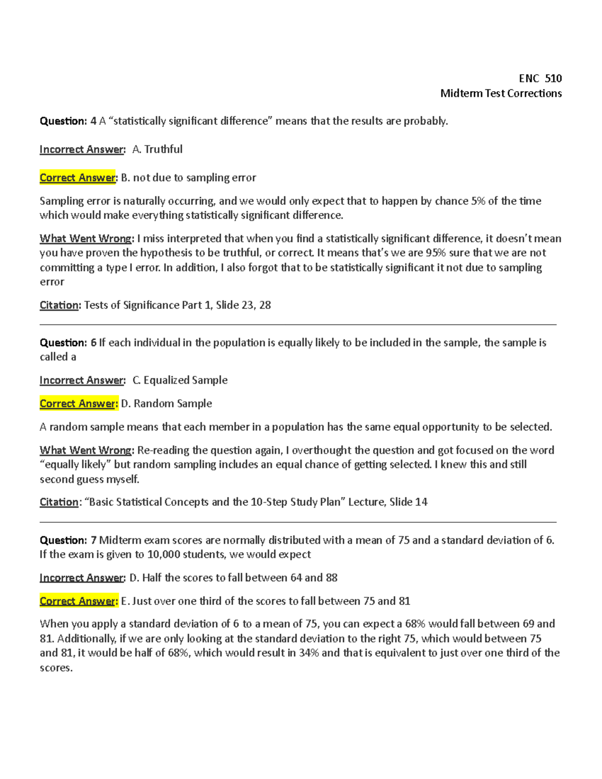 Stat- Midterm Test Corrections Analysis and Insights - Studocu
