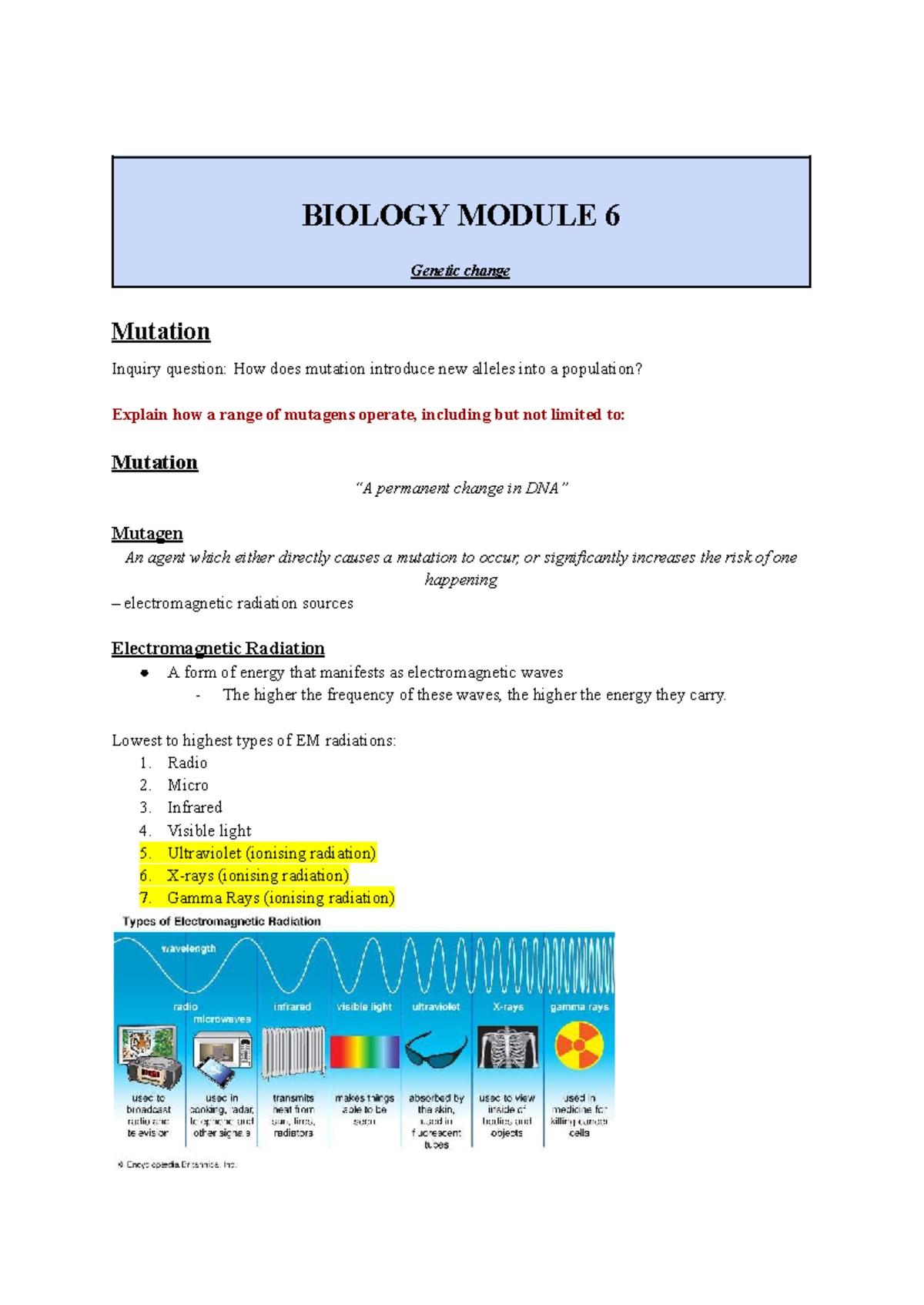 BIOLOGY MOD 6 Final Exam: Genetic Change and Mutation Analysis - Studocu
