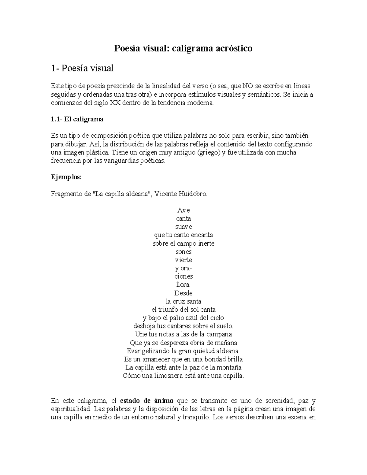 Caligramas y Acrósticos en Poesía Visual: Función y Características ...