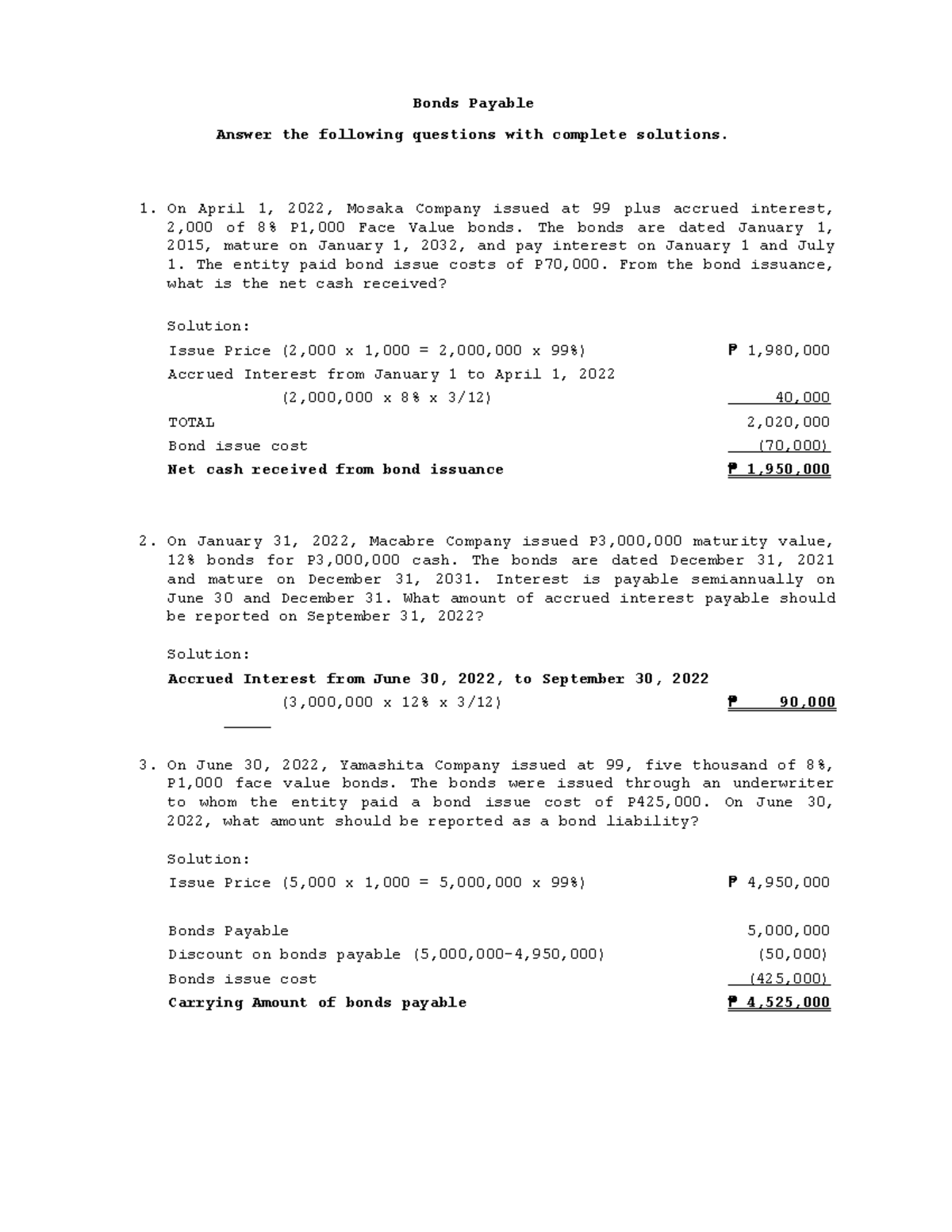 Bonds Payable Problem Solving (Bonds Payable) Solutions & Analysis - Studocu
