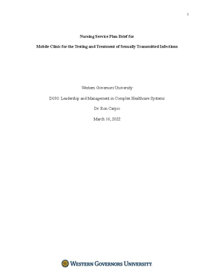 Nurse Service Line D030 - LEADERSHIP AND MANAGEMENT IN COMPLEX ...