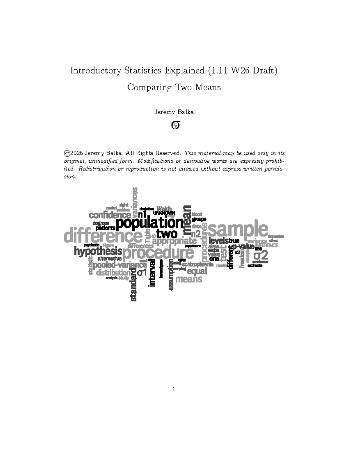 Comparing Two Means in Introductory Statistics (1.11 W26 Draft) - Studocu