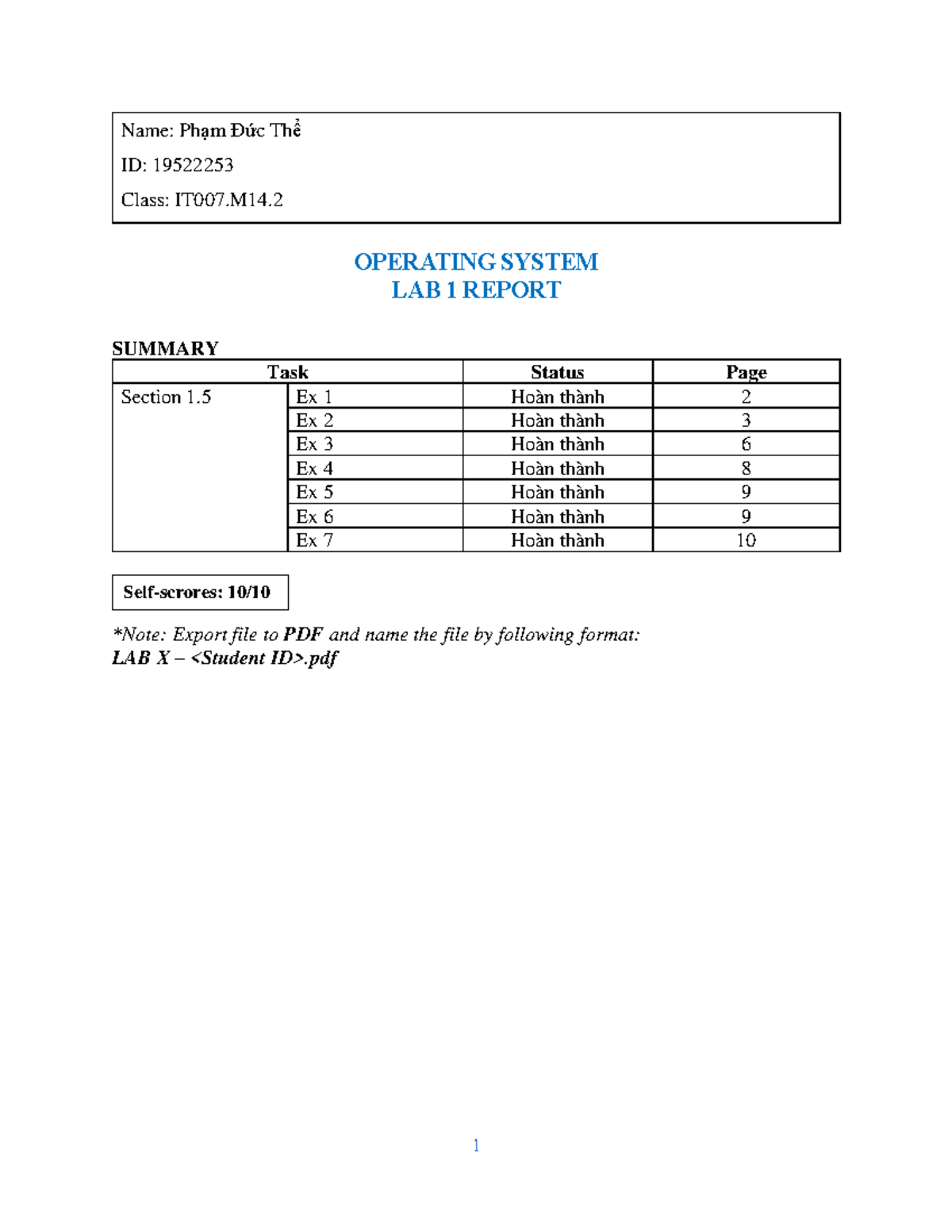 LAB 1 - IT007.M14.2 Operating System Lab Report Summary - Studocu