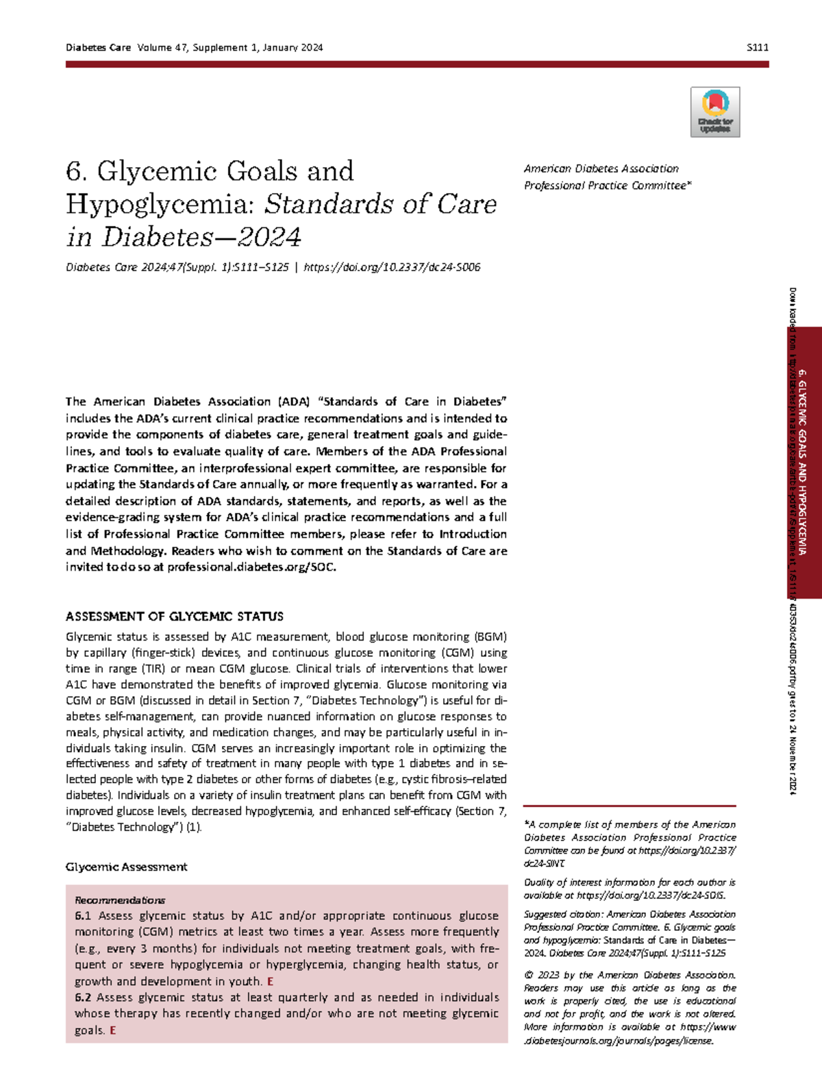 ADA Standards of Care 2024: Glycemic Goals & Hypoglycemia Analysis ...