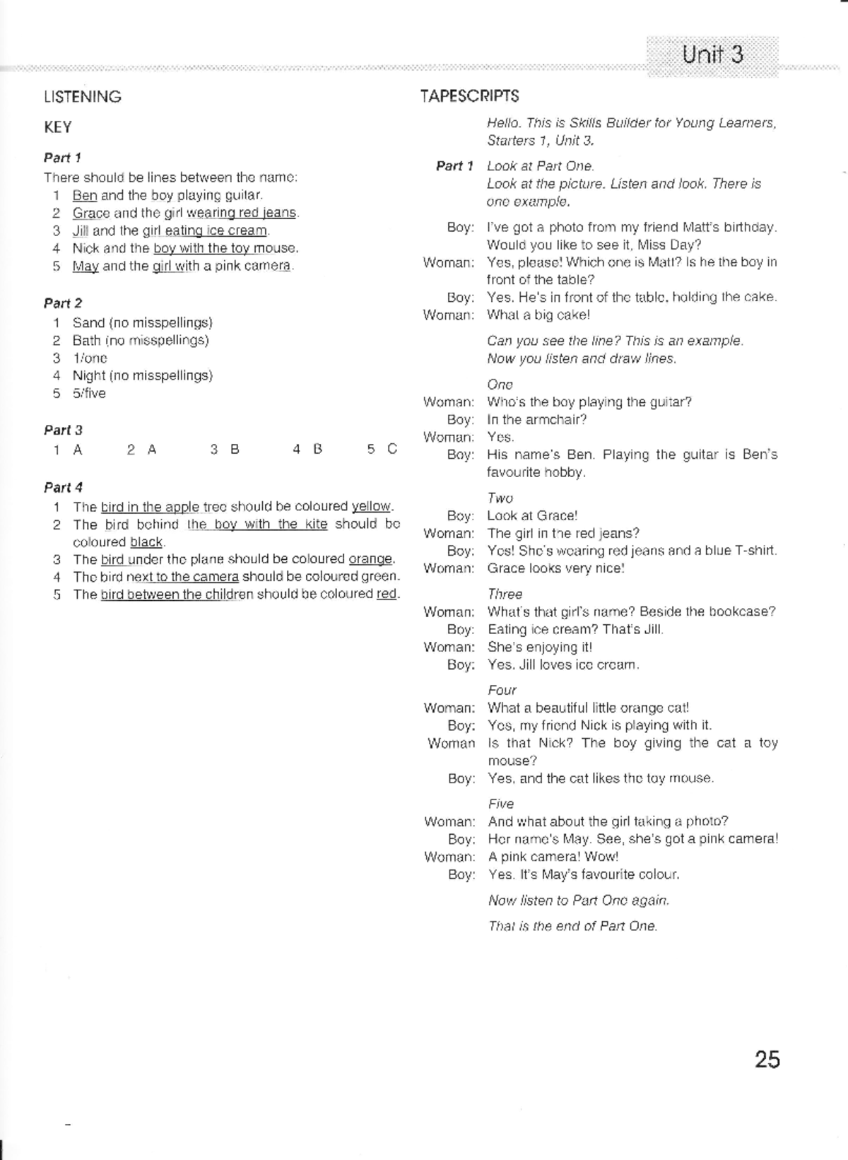 Answer Key: Skills Builder Unit 3 Listening Tapescripts - Studocu