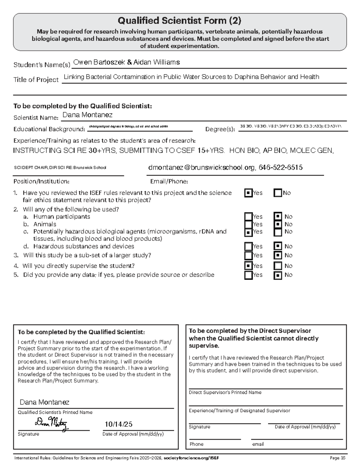 Qualified Scientist Form for Research Involving Human Participants ...