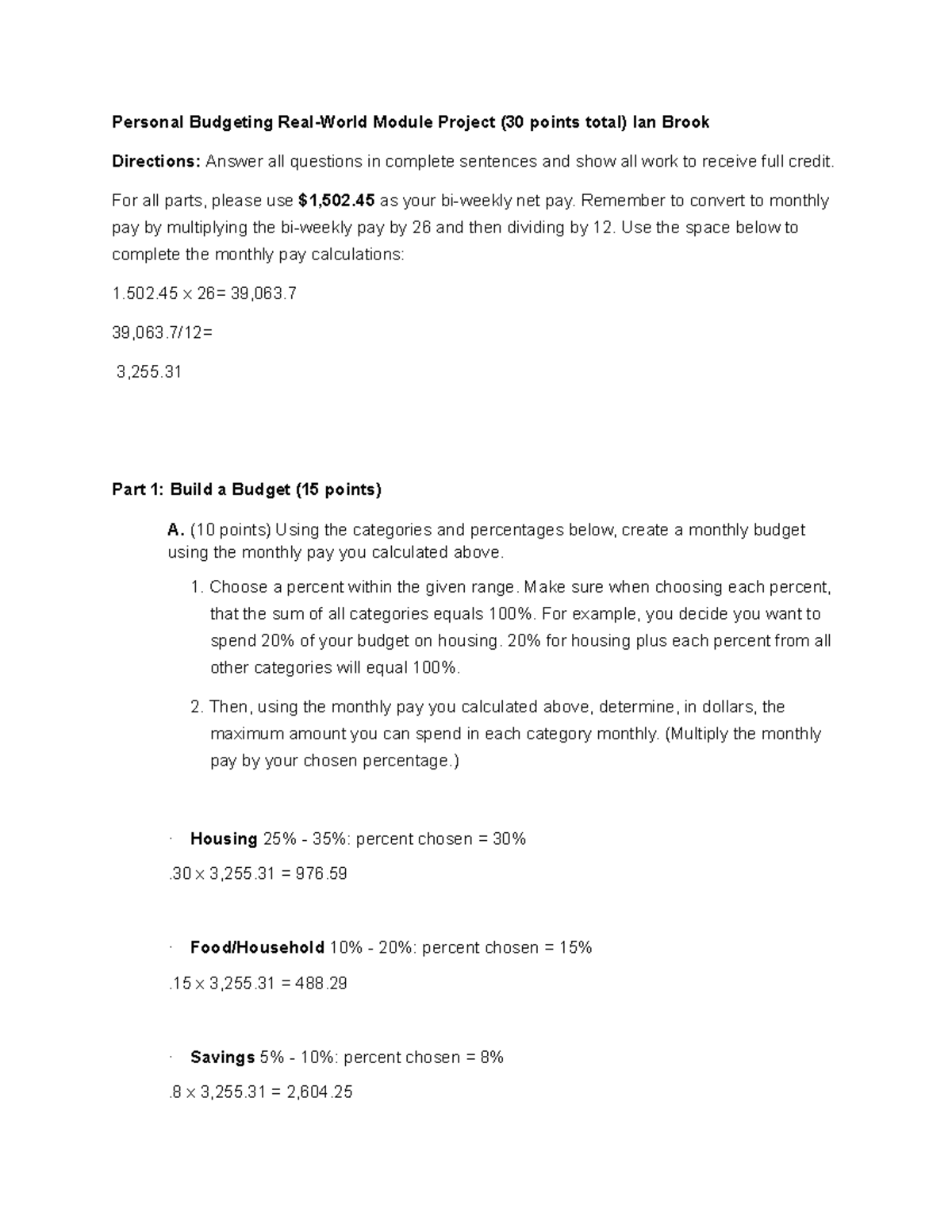 Personal Budgeting Real-World Module Project (30 pts) - Studocu