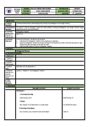Mathematics Grade 7 Quarter 4 Lesson Plan: Experiments and Outcomes ...