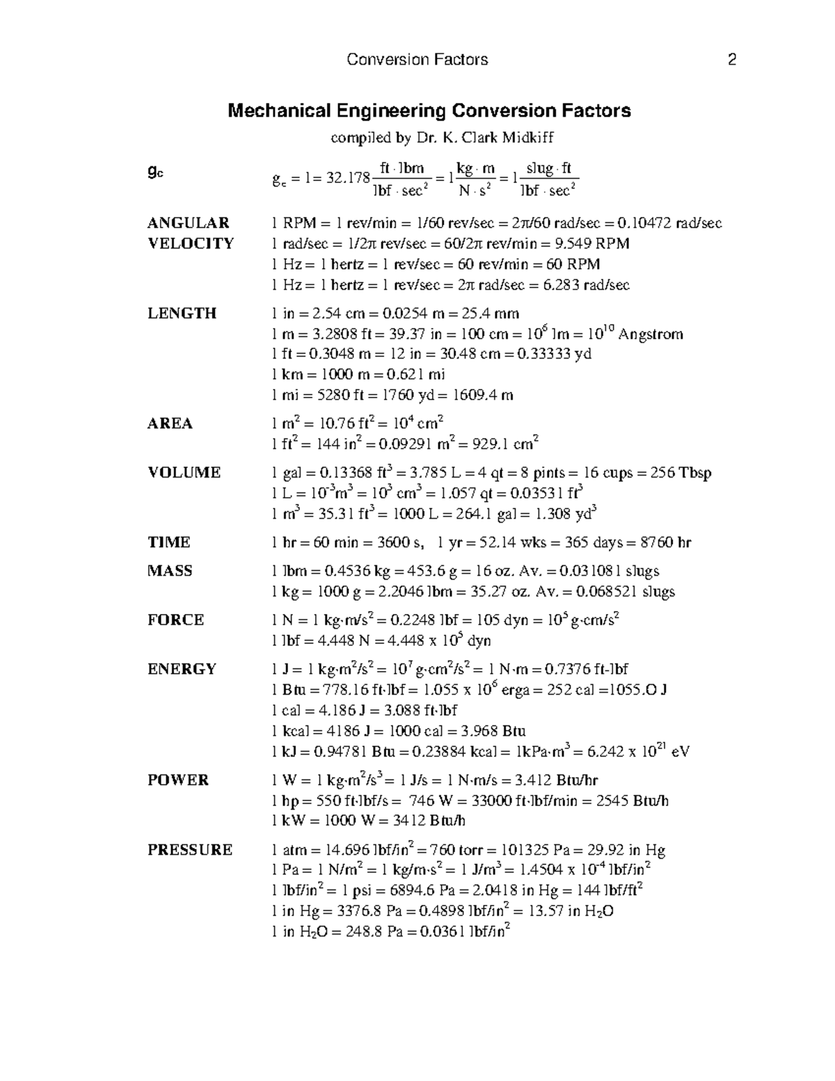 Conversion Factors abc - Conversion Factors 2 Mechanical Engineering ...