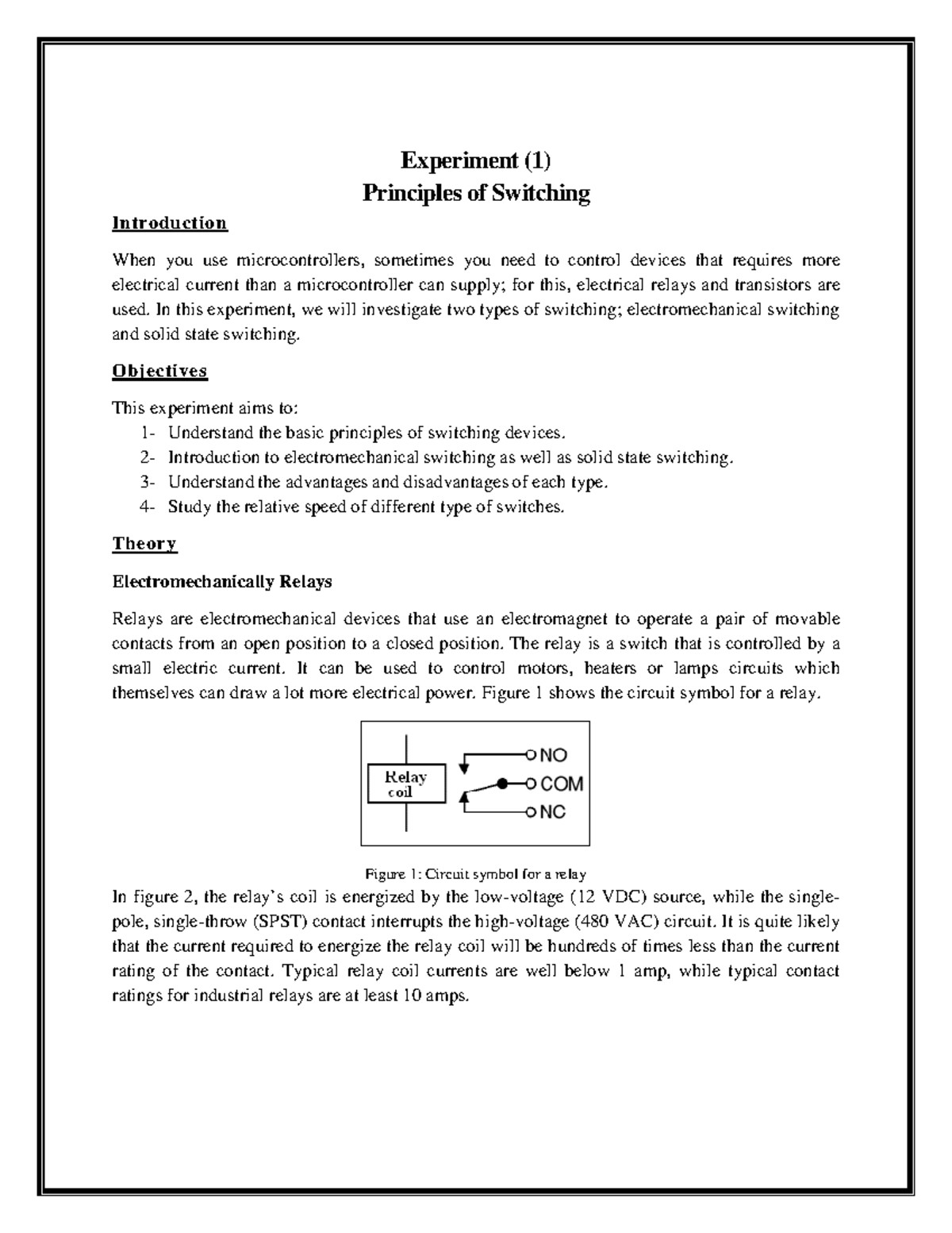 BJT-and-FET-Experiment - Experiment (1) Principles of Switching Introduction When you use - Studocu