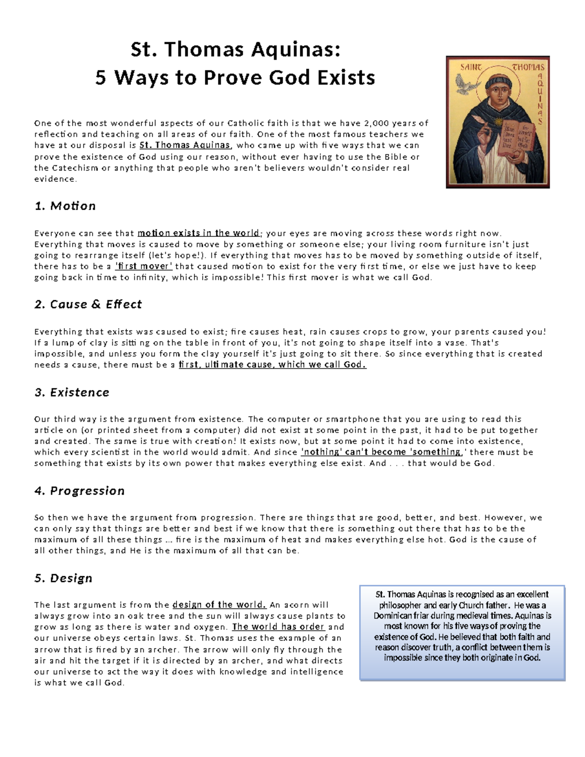 4.3 Aquinas' 5 Ways to Prove God's Existence (with Q&A) - Studocu