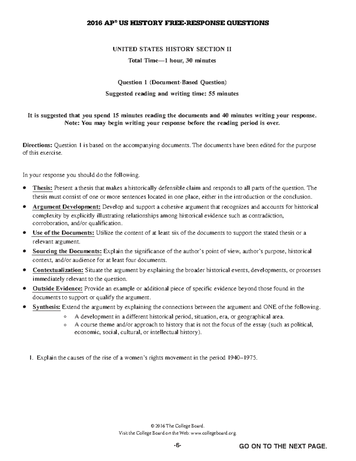 2016 US HISTORY DBQ: Analyzing Rights Movements (1940-1975) - Studocu
