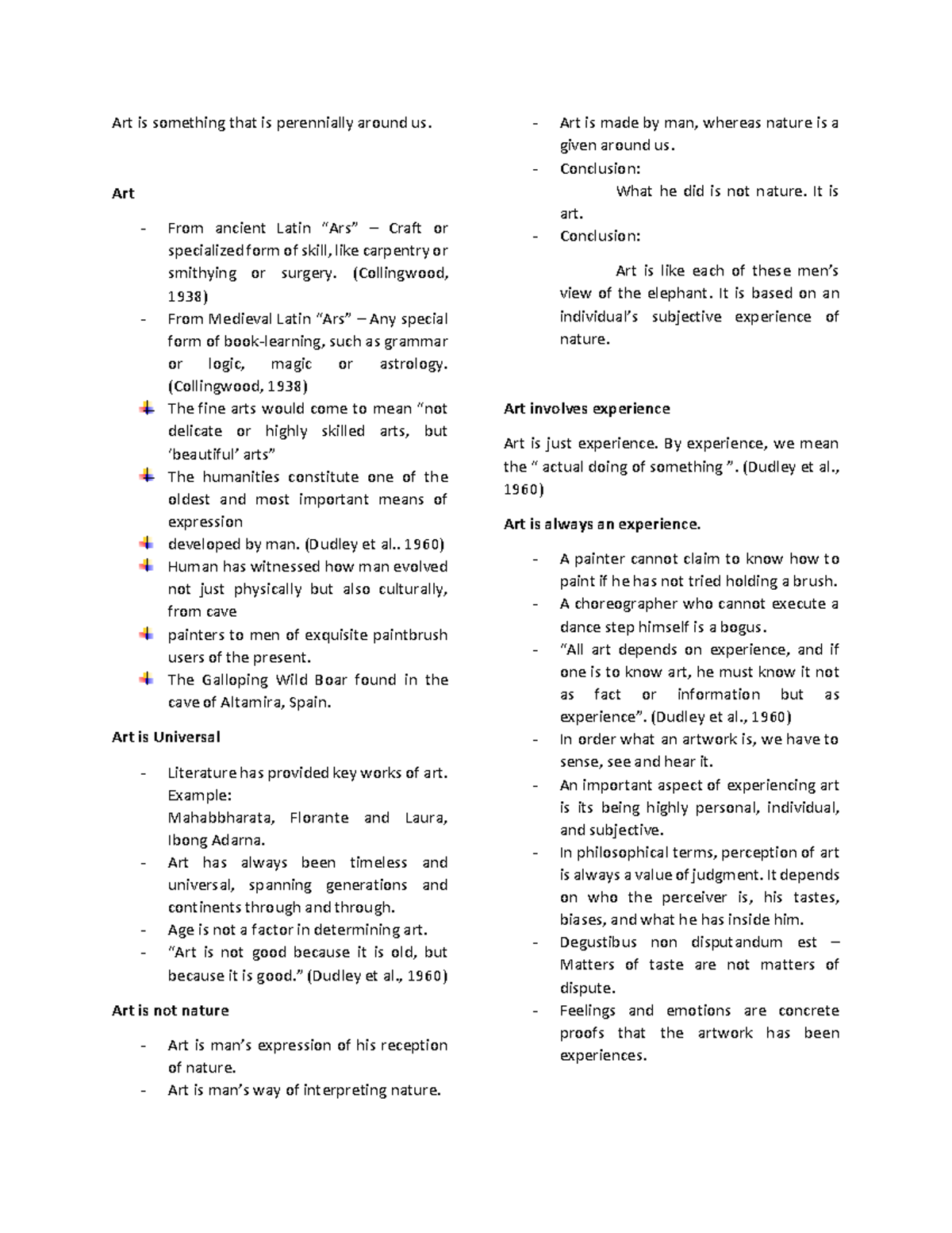 Topic 1-4 reviewer and lecture notes - Art Appreciation - UM - Studocu
