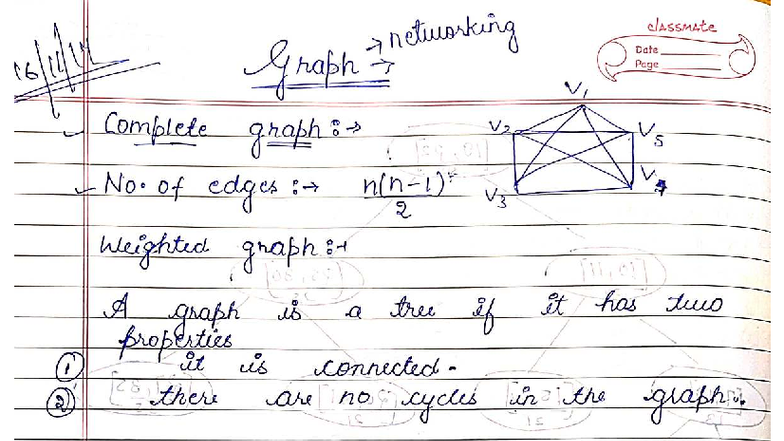 Graph Networking Classmate Notes: Properties & Representations - Studocu