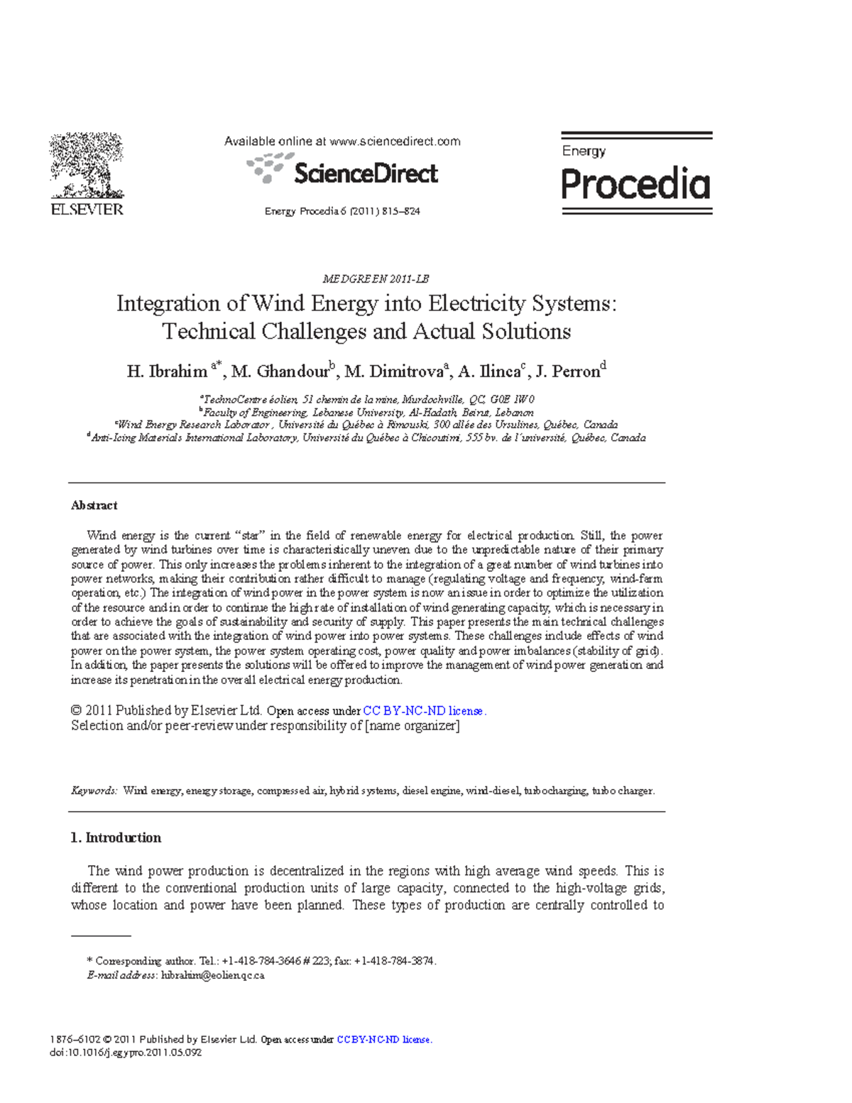 Wind Energy Integration Challenges and Solutions: MEDGREEN Insights ...